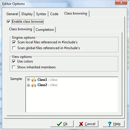 Editor Options Class Browsing WxDev C Documentation