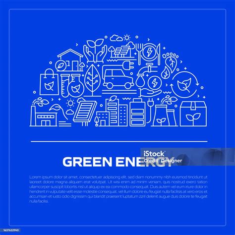Green Energy 관련 라인 스타일 배너 디자인 웹 페이지 헤드 라인 브로셔 연례 보고서 및 책 표지 제로 웨이스트에 대한 스톡 벡터 아트 및 기타 이미지 Istock