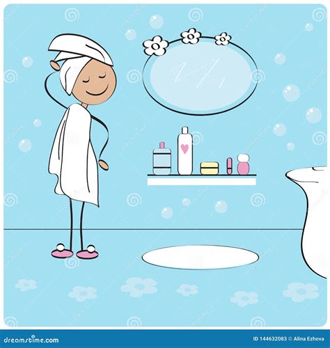 H Bsches M Dchen In Einem Tuch Nach Einer Dusche Stock Abbildung Illustration Von Zeichen
