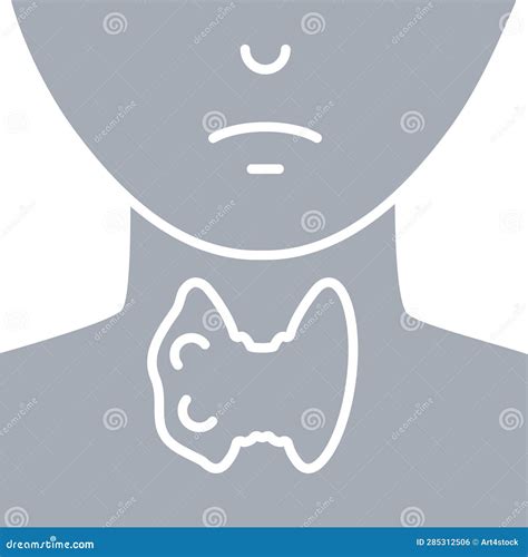 Enlarged Thyroid Gland On Neck Silhouette Diagram Stock Vector