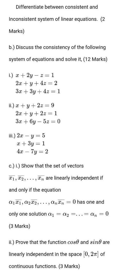 Solved Differentiate Between Consistent And Inconsistent System Of