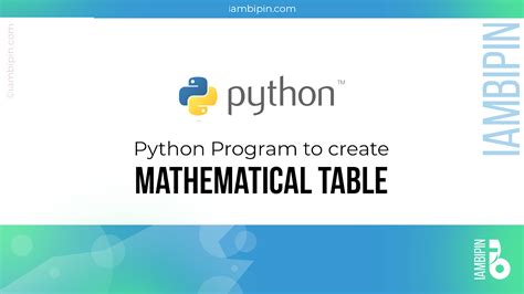 Python Program To Create Mathematical Table Of An Integer
