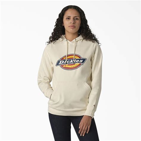 Dickies Womens Heavyweight Pullover Logo Hoodie Antique White Fw203