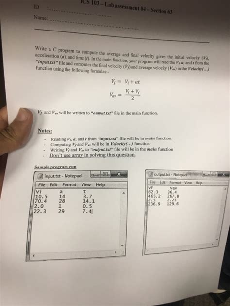 solved s 103 lab assessment 04 section 63 id name write