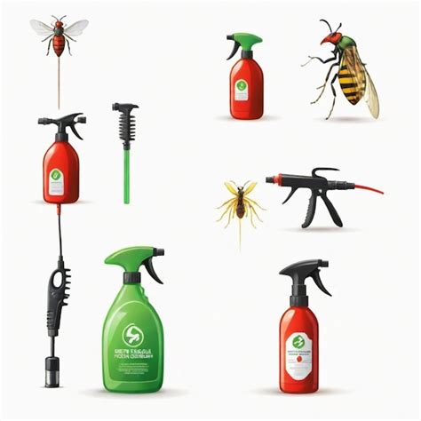Pest Control Sprayer Vector Set White Background Isolated Premium Ai