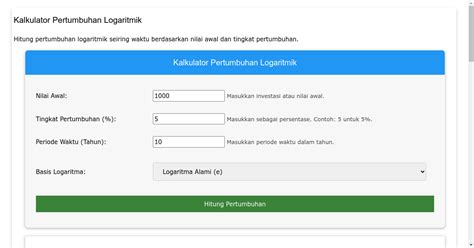 Kalkulator Pertumbuhan Logaritmik