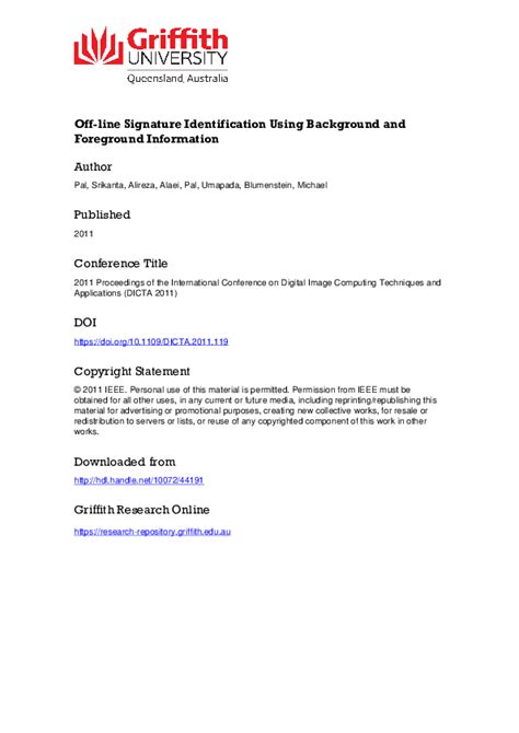 Pdf Off Line Signature Identification Using Background And Foreground