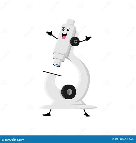Cartoon Cheerful Funny Microscope School Character Stock Illustration