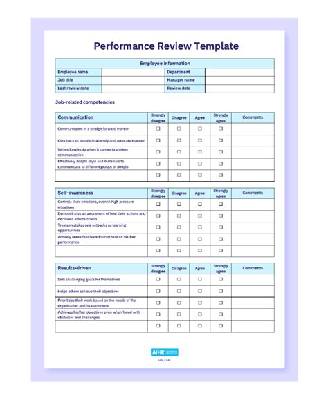 Performance Review Template Guide Free Download Free Employee Performance Review Forms Access