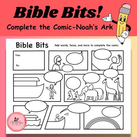 Bible Bits Noahs Ark Comic Strip Drawing Writing Coloring Activity