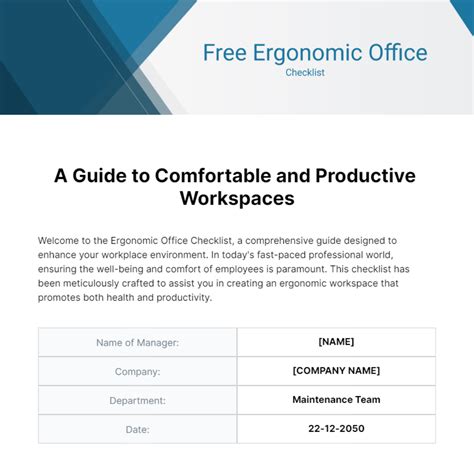 Free Ergonomic Office Checklist Template Edit Online And Download