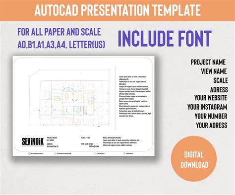 Autocad Template Autocad Presentation Template Include Instgram Website Number And Adress