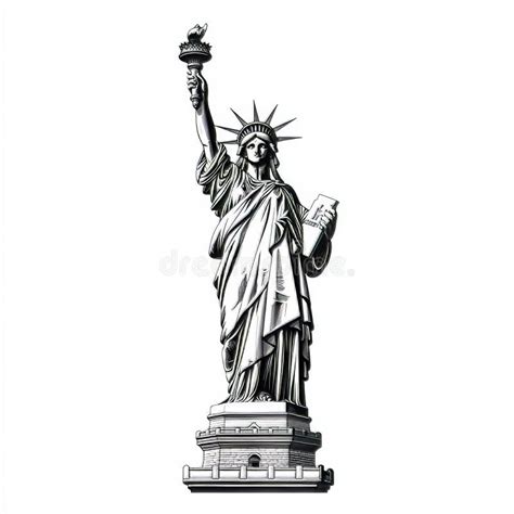 The Statue Of Liberty A Symbol Of Freedom Is Illustrated In A Black