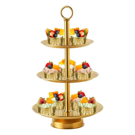 Liaisimi 3 Tier Gold Metal Cupcake Stand Holderstainless Steel Cup