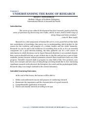 Understanding The Basics Of Research Key Concepts And Course Hero