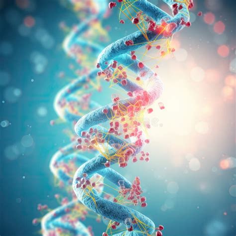 Virus Damaged Dna Molecule Dna Helix Enlarged Model In Bright Colors