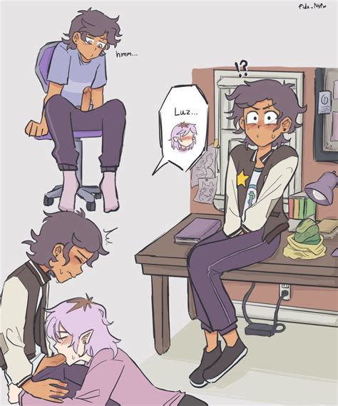 Rule 34 1futa 1girls 2d Amity Blight Bent Over Brown Hair Clothed Clothing Dark Skinned