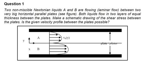 Question 1 Two Non Miscible Newtonian Liquids A And B Are Flowing