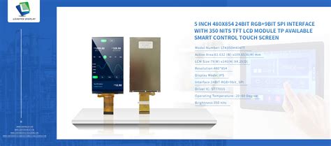 5 Inch 480x854 24bit Rgb9bit Spi Interface With 350 Nits Tft Lcd
