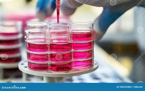 Lab Tech Conducting Bacterial Tests With Reagents In A Microlab Stock