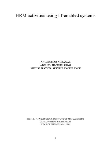 Hrm Activities Using It Enabled Systems Pdf Human Resource Management Employment