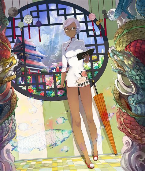 Mikurou Nayuta Original Silver Hair Revision 1girl Arowana Book