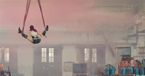 Aerial Gymnastics Gorgeous Woman Doing A Split In The Air 4k Stock Video Video Of Beauty