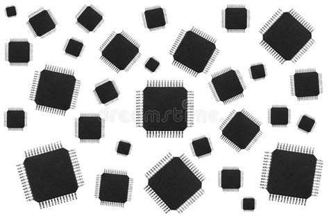 Macro Shot Microchip Isolated On White Background Computer Hardware