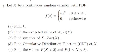 solved 2 let x be a continuous random variable with pdf