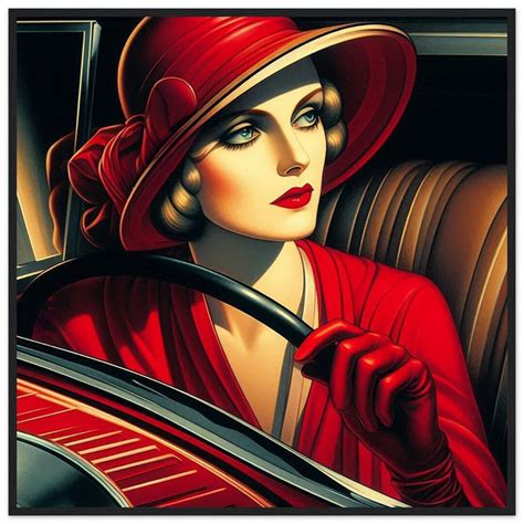 Art Deco Wall Art Tamara De Lempicka Style Lady With Red Gloves Printed On Premium Matte Paper