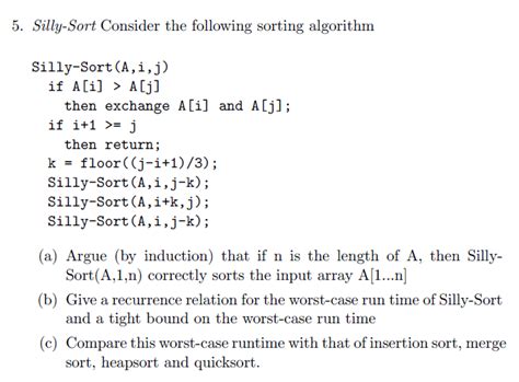 solved 5 silly sort consider the following sorting
