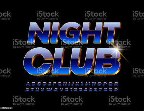 세련된 블루와 골드 알파벳 편지와 숫자벡터 파티 엠블럼 나이트 클럽 고급에 대한 스톡 벡터 아트 및 기타 이미지 고급 그래픽 프린트 금 금속 Istock