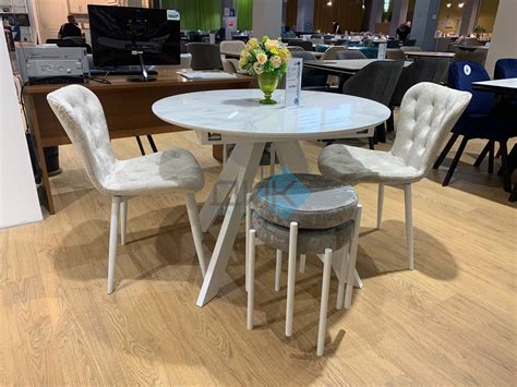 Купить стол Dikline Sfc100 D1000 стекло оптивайт белый мрамор подстолье белое 00 00065527 в