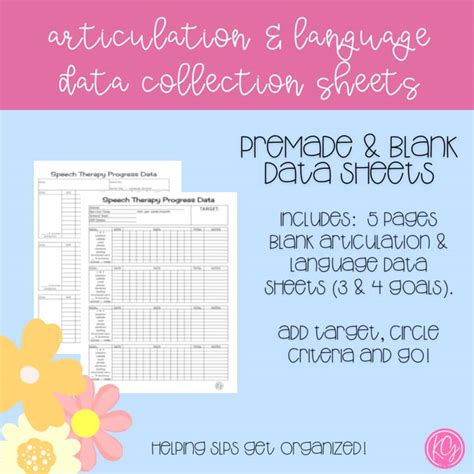 Speechlanguage Therapy Data Collection Sheets Blank Set By Kg Slp