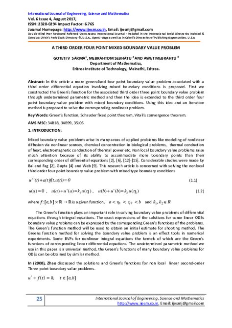 pdf a third order four point mixed boundary value problem