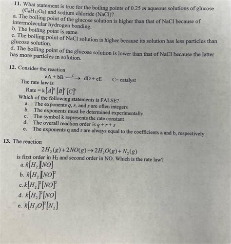 Solved What Statement Is True For The Boiling Points Of Chegg