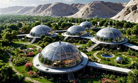 Futuristic Space Dome Habitats Premium Ai Generated Image