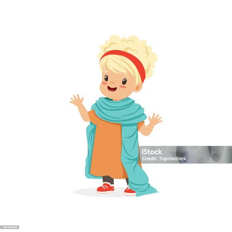 아름 다운 금발의 여 자가 Dult을 입고 대형 우아한 옷 성인 척 아이 벡터 일러스트 레이 션 개념에 대한 스톡 벡터 아트 및 기타 이미지 Istock