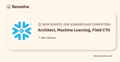 Hiring Architect Machine Learning Field Cto Snowflake Computing