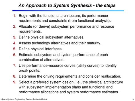 PPT System Synthesis Module Space Systems Engineering Version 1 0 PowerPoint Presentation