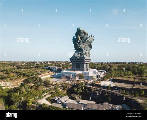 Indonesia Bali Aerial View Of Gwk Park Vishnu Statue And Garuda