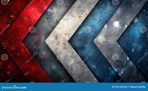 Abstract Design Featuring Chevron Patterns In Red Gray And Blue