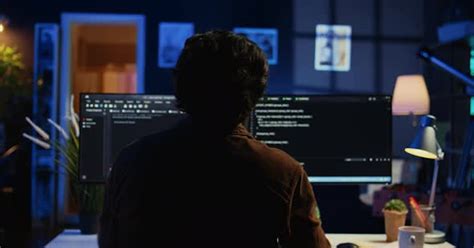 Engineer Wearing Headphones While Using Coding To Fortify It Security Technology Stock Footage