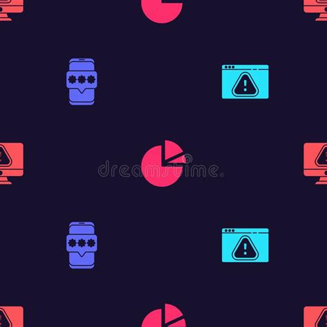 Set Browser With Exclamation Mark Mobile And Password Pie Chart