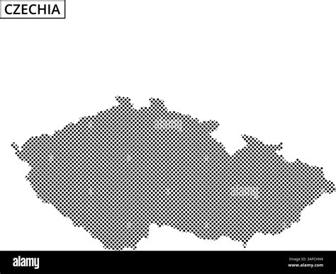 A Dotted Map Of Czechia Showcases Its Borders And Geographical Features
