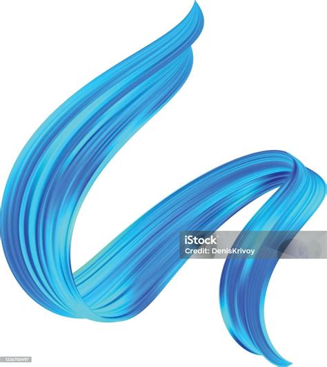 Bentuk Cairan Aliran Warna Biru Bengkok Akrilik Atau Cat Minyak Sroke