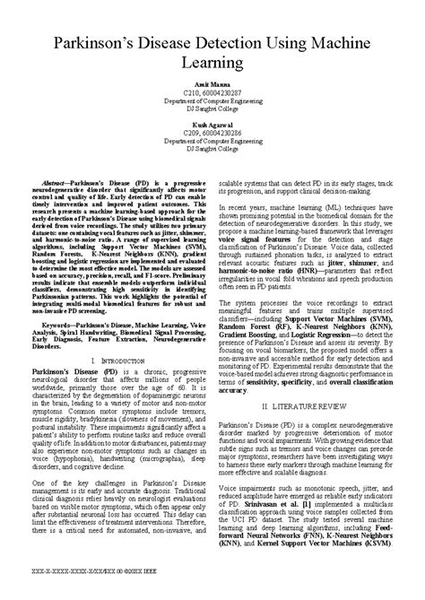 Disease Detection Using Ml Techniques A Study On Pd Diagnosis C210
