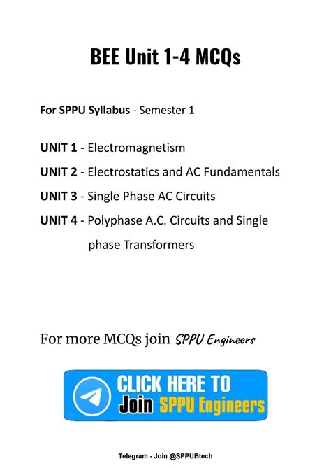 BEE MCQs Unit For First Year Engineering SPPU Studocu
