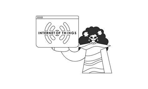 Girl Holds Iot Logo In Vector Linear Fashion 29216349 Vector Art At