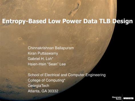 Ppt Entropy Based Low Power Data Tlb Design Powerpoint Presentation